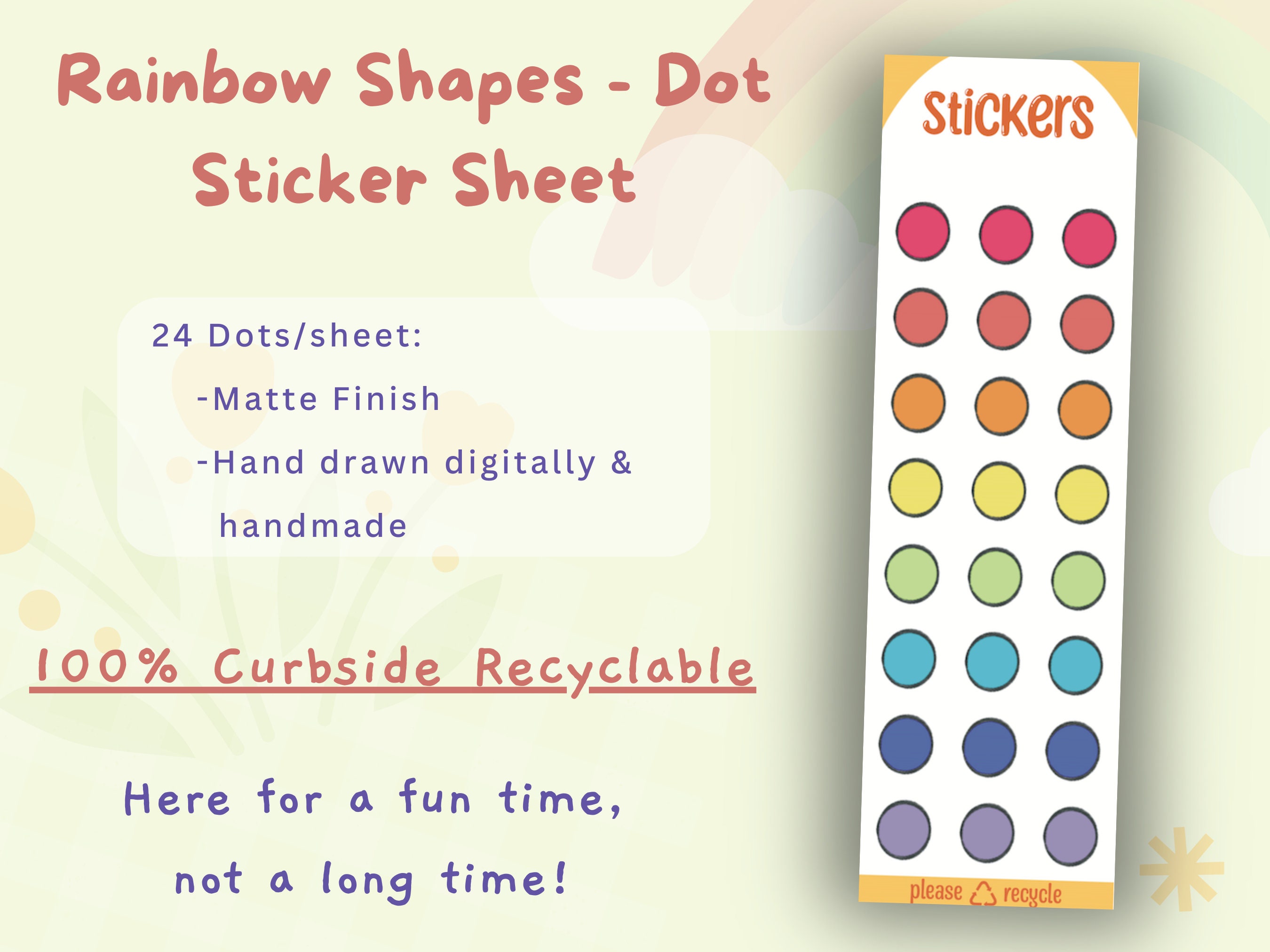 Dots/circle Sticker Sheet for Kids Rainbow, Crafting Stickers, Planner ...