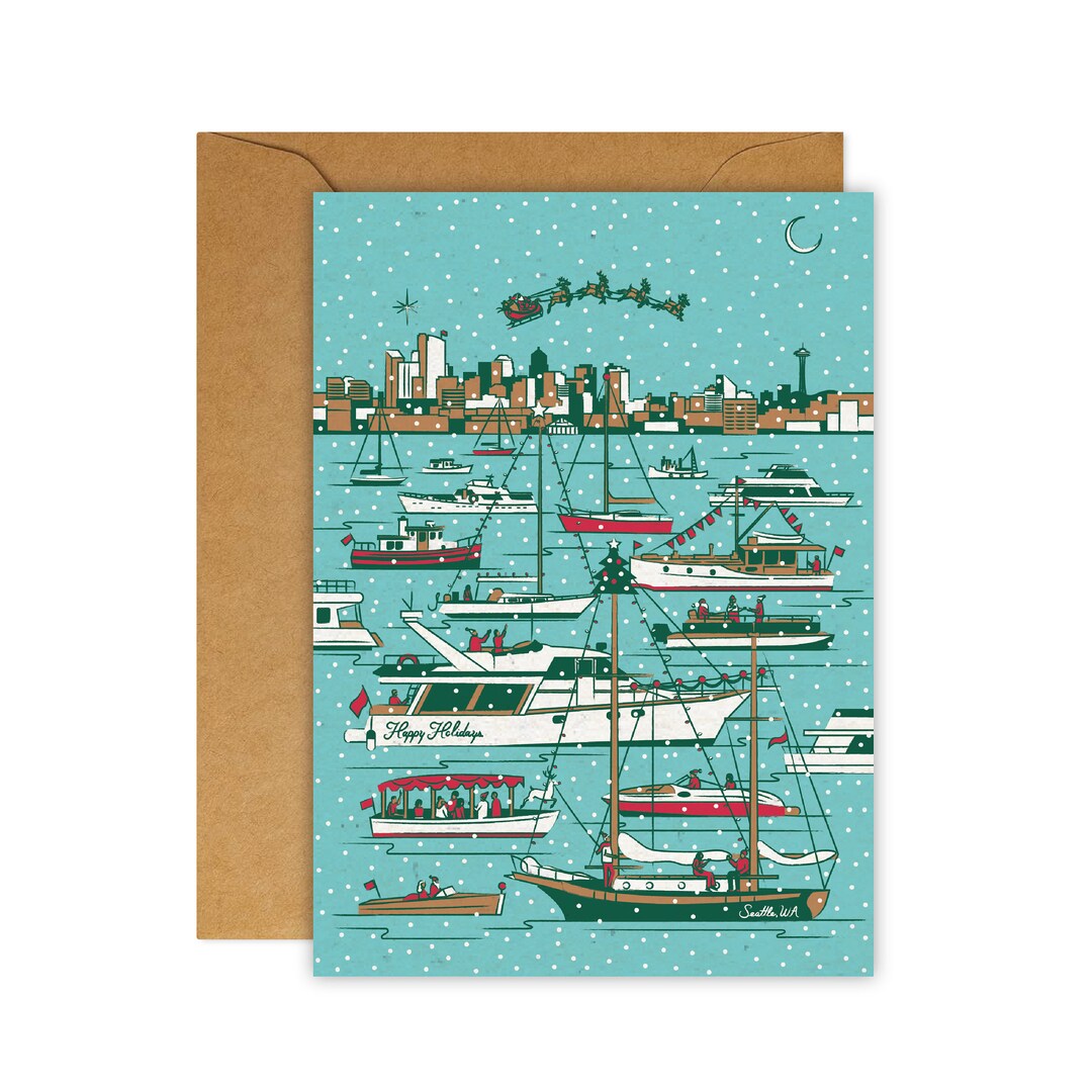 Happy Holidays Seattle Card - Etsy