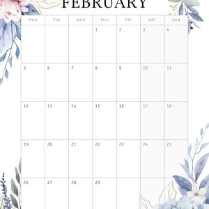 Floral Calendar Printable: Blooming Elegance for Your Year - Etsy