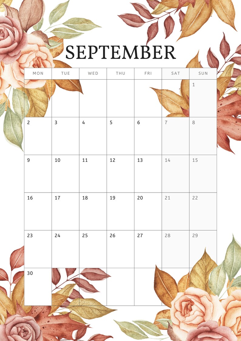 Floral Calendar Printable: Blooming Elegance for Your Year - Etsy