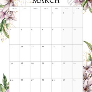 Floral Calendar Printable: Blooming Elegance for Your Year - Etsy