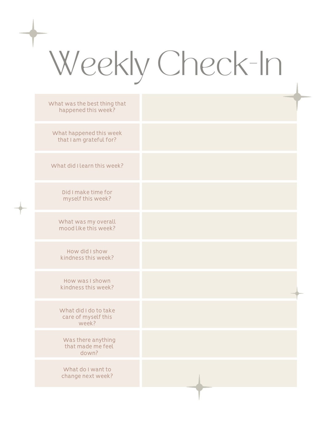 Weekly Check-in for Productivity, Goal Setting Planner, Habit Tracker ...