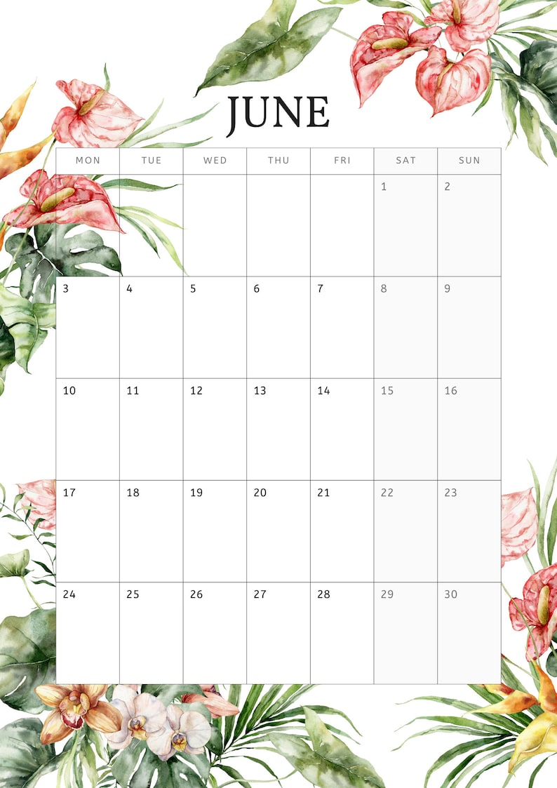 Floral Calendar Printable: Blooming Elegance for Your Year - Etsy