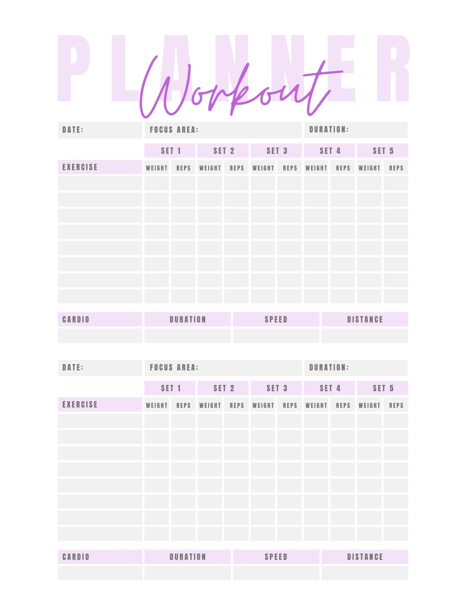 Workout Planner Printable | Minimalist Fitness Log | Strength Training ...