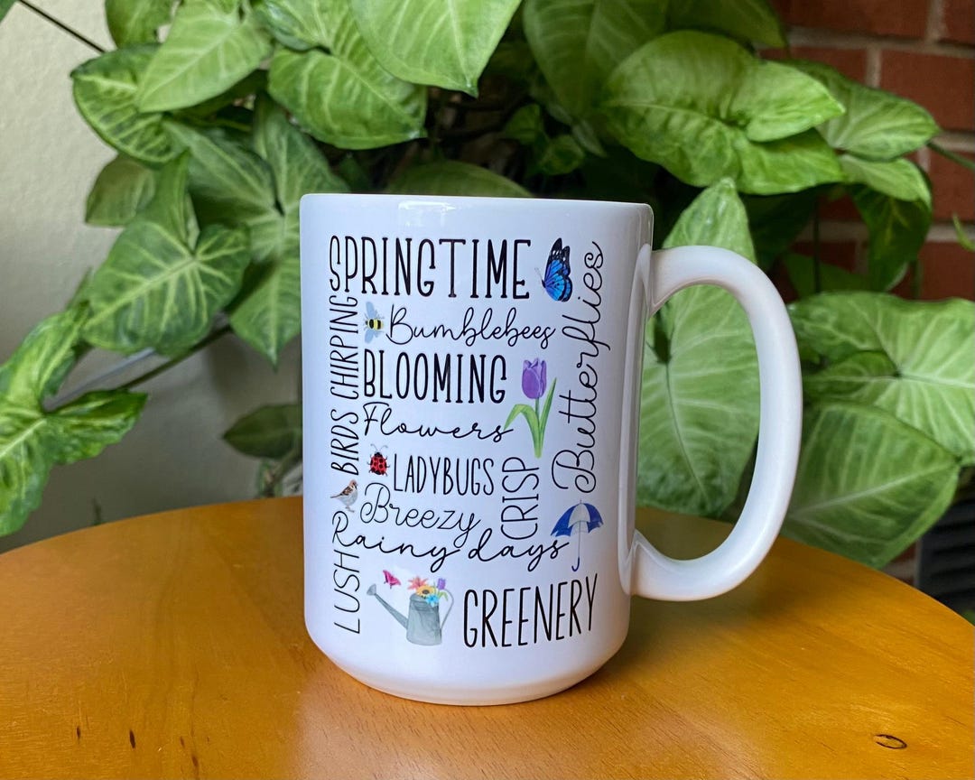 Spring Coffee Cup, Spring Collage Mug, Spring Lovers Cup, Spring Themed ...