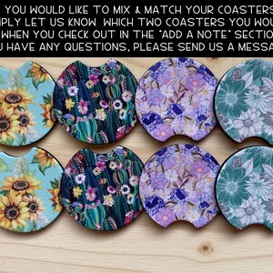 Set of 2 Car Coasters, Floral Car Coasters, Cute Car Accessories ...