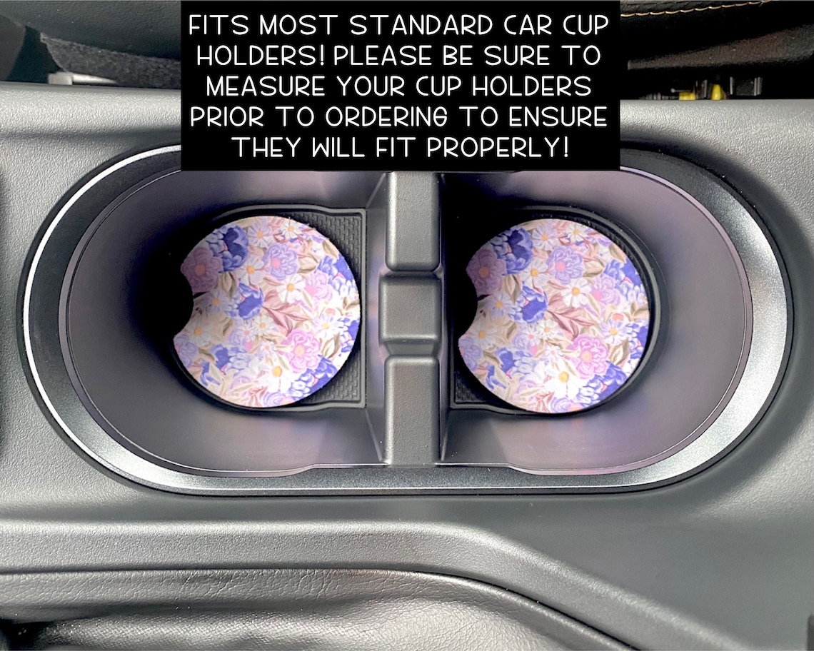 Set of 2 Car Coasters Floral Car Coasters Cute Car - Etsy
