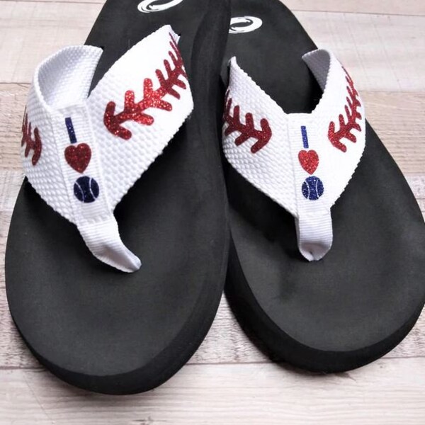 Baseball Flip Flops - Etsy
