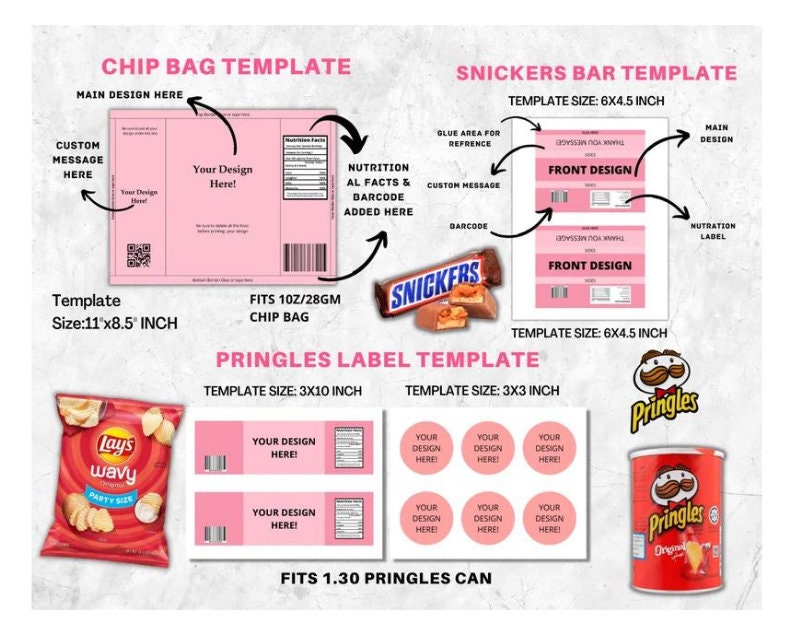Printable Party Favor Template - DIY Custom Tags, Labels (digital ...