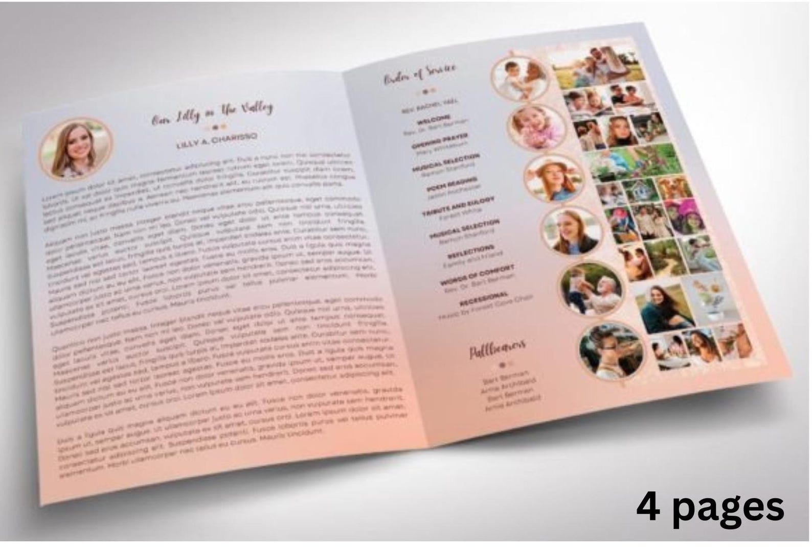Custom Obituary Programs Funeral Memorial Packages Prayer Cards Buttons ...