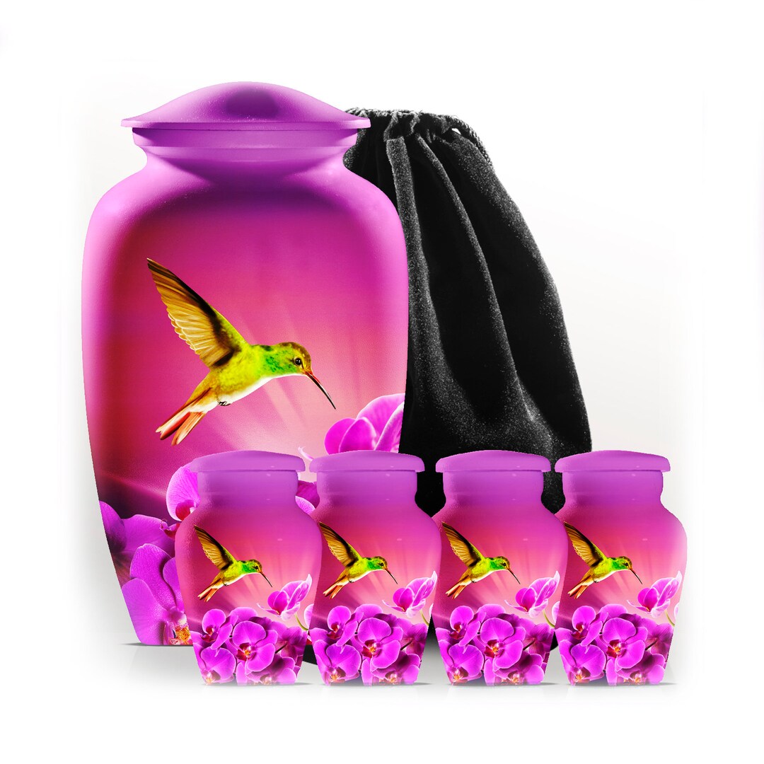 Hummingbird Adult Large Urn for Human Ashes With 4 Small Keepsake Urns ...