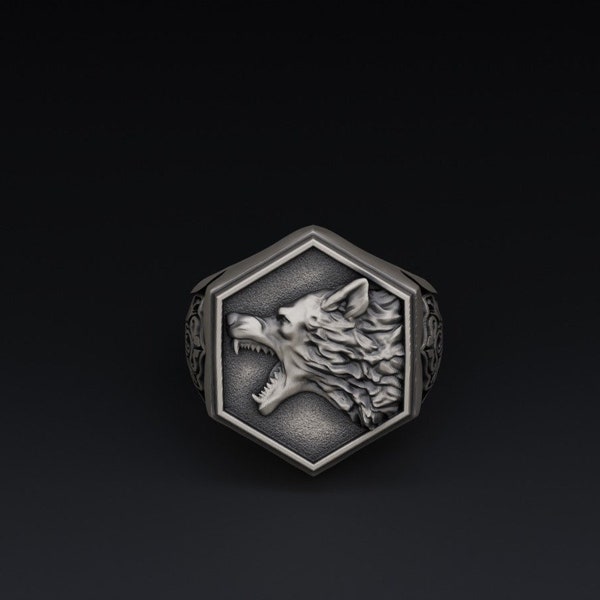 Silver Wolf Signet Ring - Etsy
