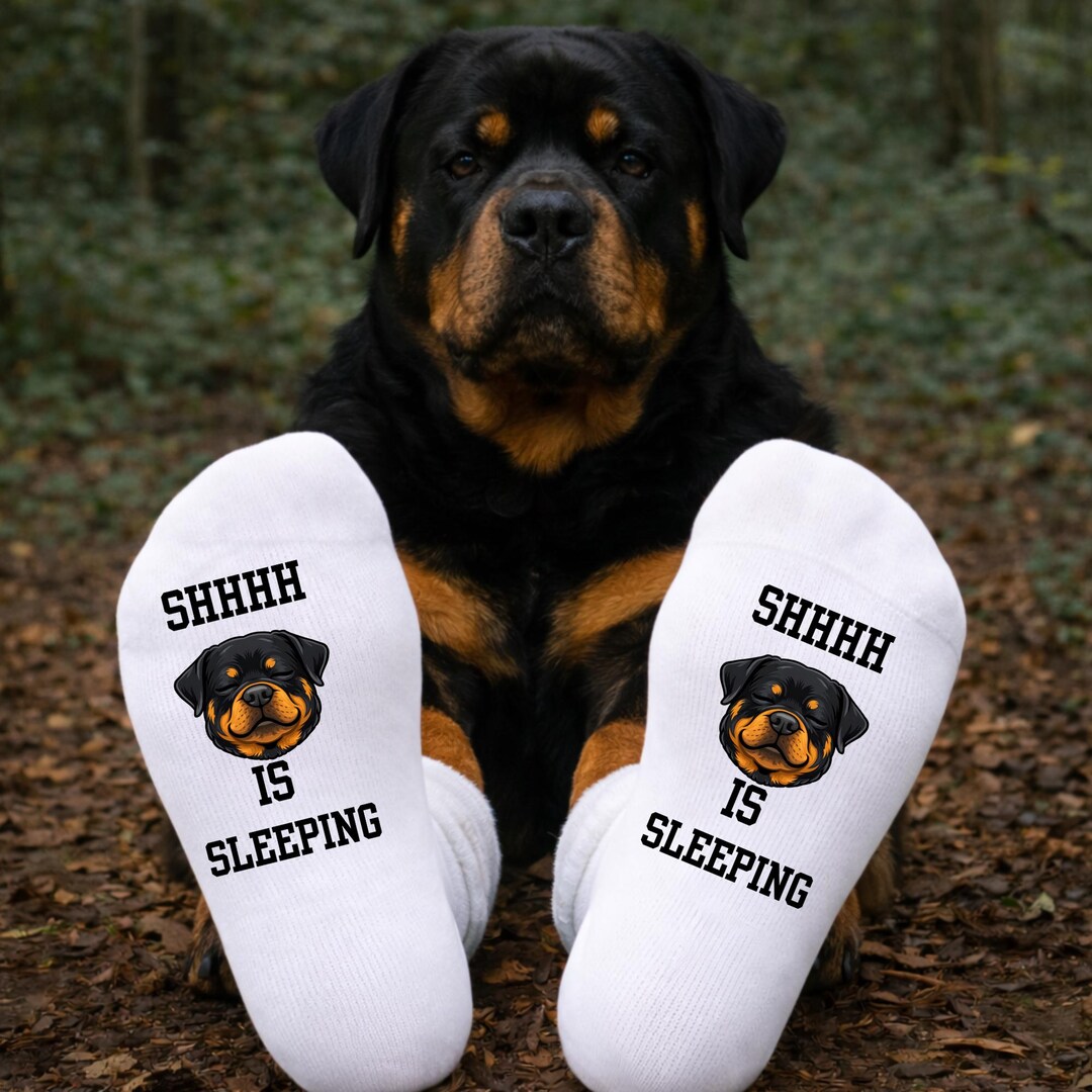 Rottweiler Socks – "shhh... is Sleeping" Funny Dog Gift, Hand-printed ...
