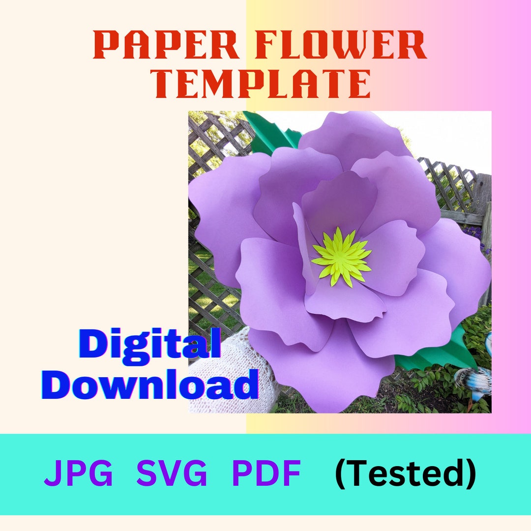 Large Paper Flower Files, File Paper Flowers Template SVG, DIY Paper ...