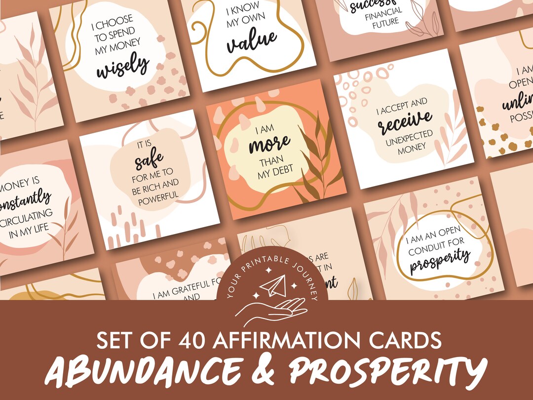40 Abundance Printable Affirmation Cards | Wealth & Prosperity ...