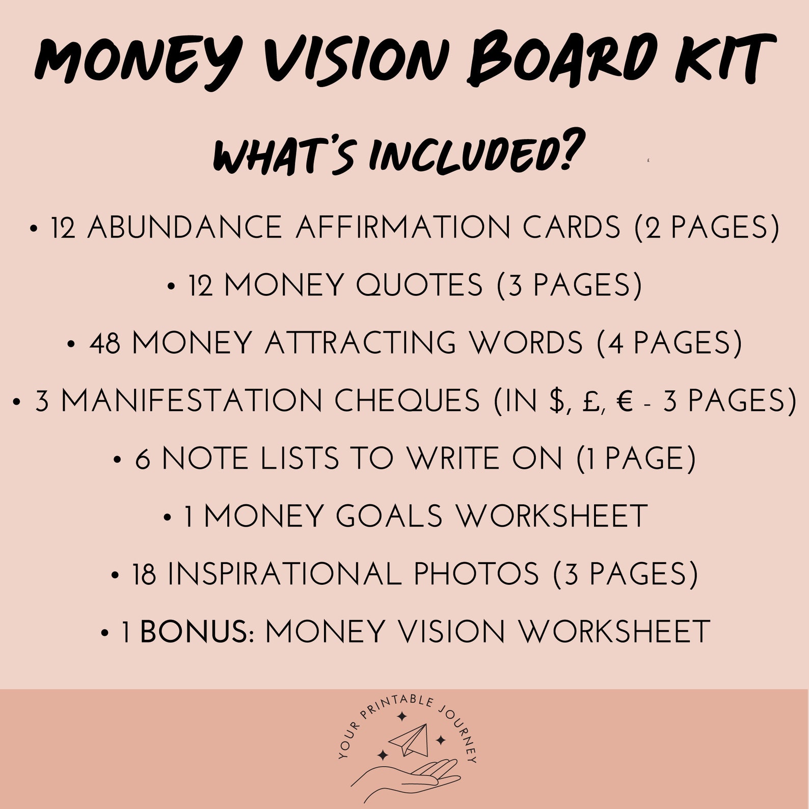 Money Vision Board Kit | Money Manifestation | Dream Board | Money ...