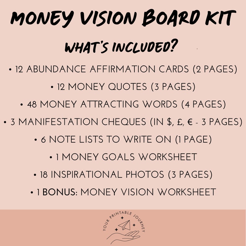 Money Vision Board Kit | Money Manifestation | Dream Board | Money ...