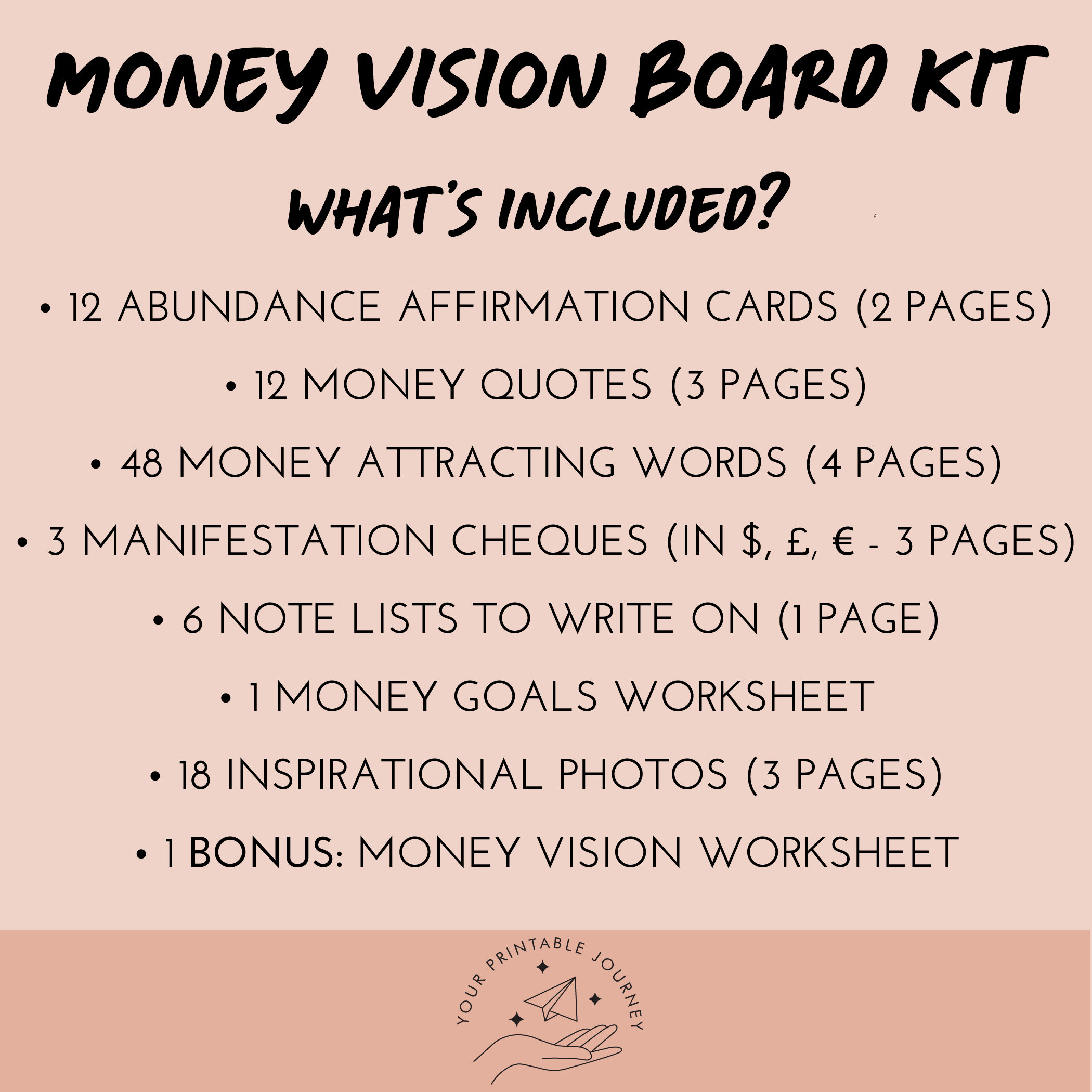 Money Vision Board Kit | Money Manifestation | Dream Board | Money ...
