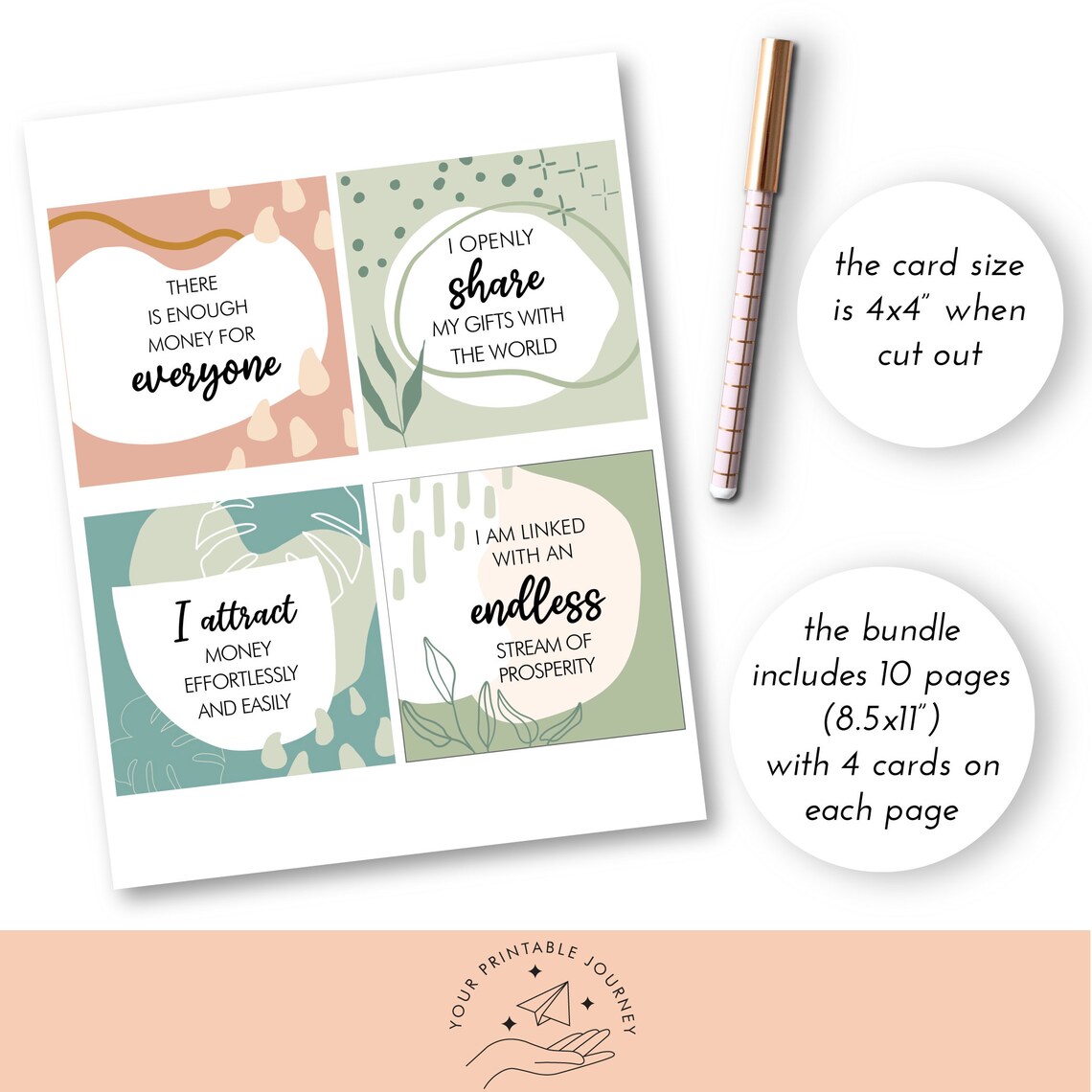 40 Abundance Printable Affirmation Cards Wealth & Prosperity - Etsy