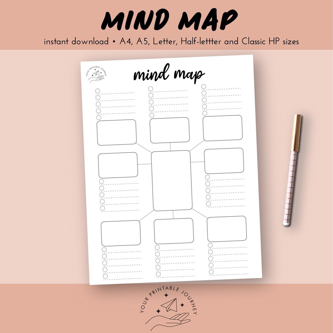 Mind Map Printable US Letter Classic Happy Planner A4 A5 - Etsy