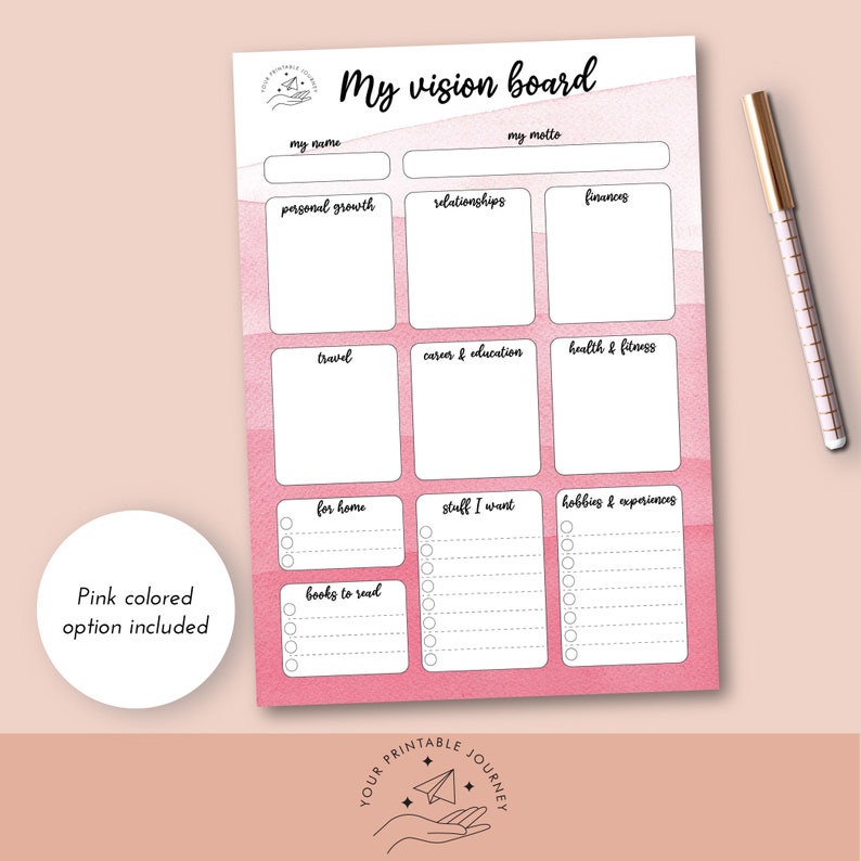 Vision Board Template | US Letter and A4 | Goal Setting | Dream Board ...
