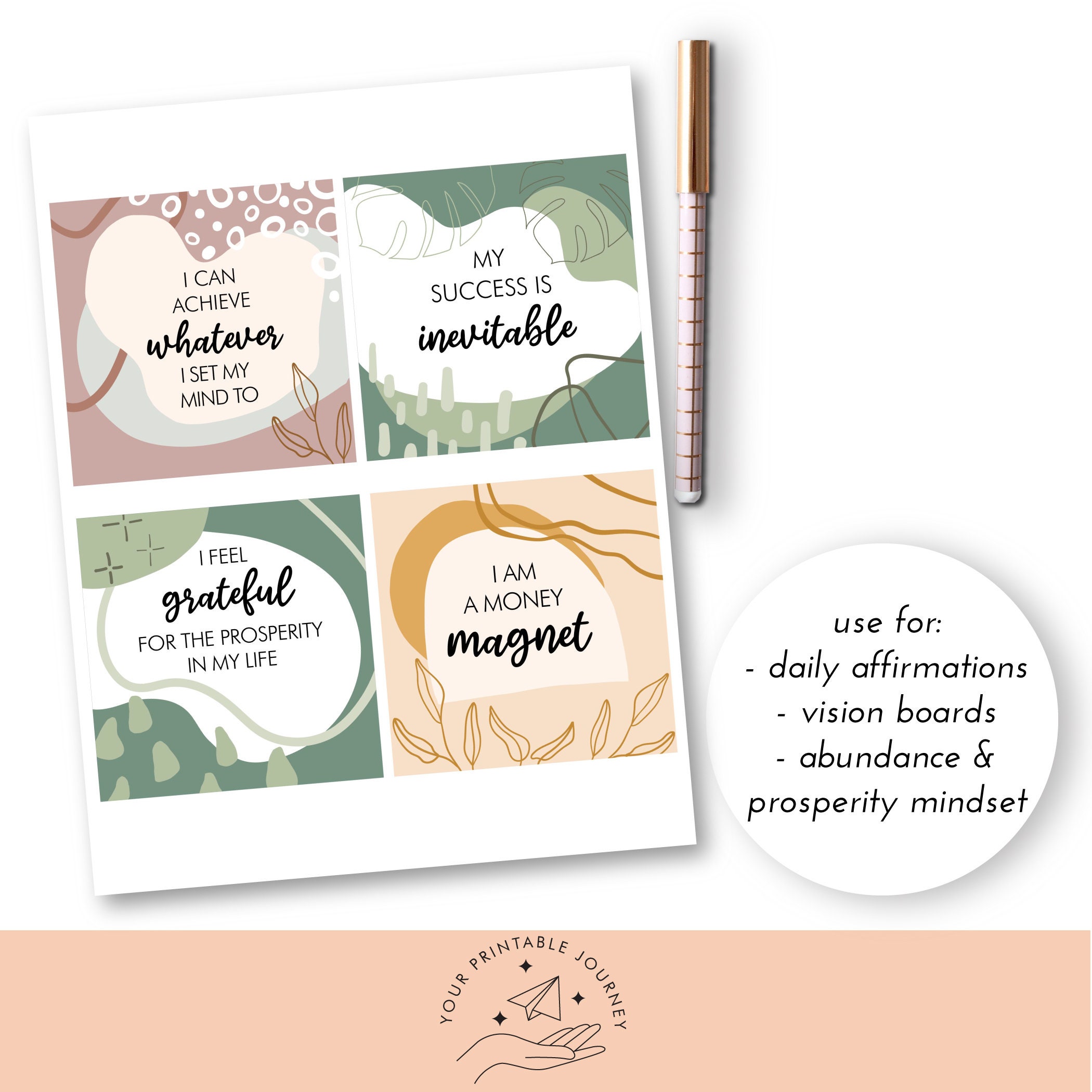 40 Abundance Printable Affirmation Cards Wealth & Prosperity ...