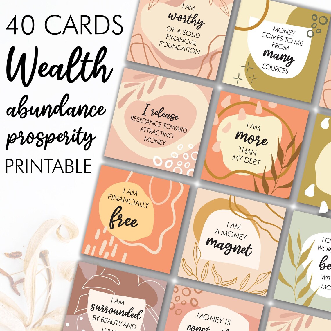 40 Abundance Printable Affirmation Cards Wealth & Prosperity - Etsy