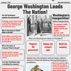 George Washington, Newspaper, Activity, American, History, Handout ...
