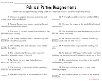 Political Parties, Graphic Organizer, American, History, Handout ...