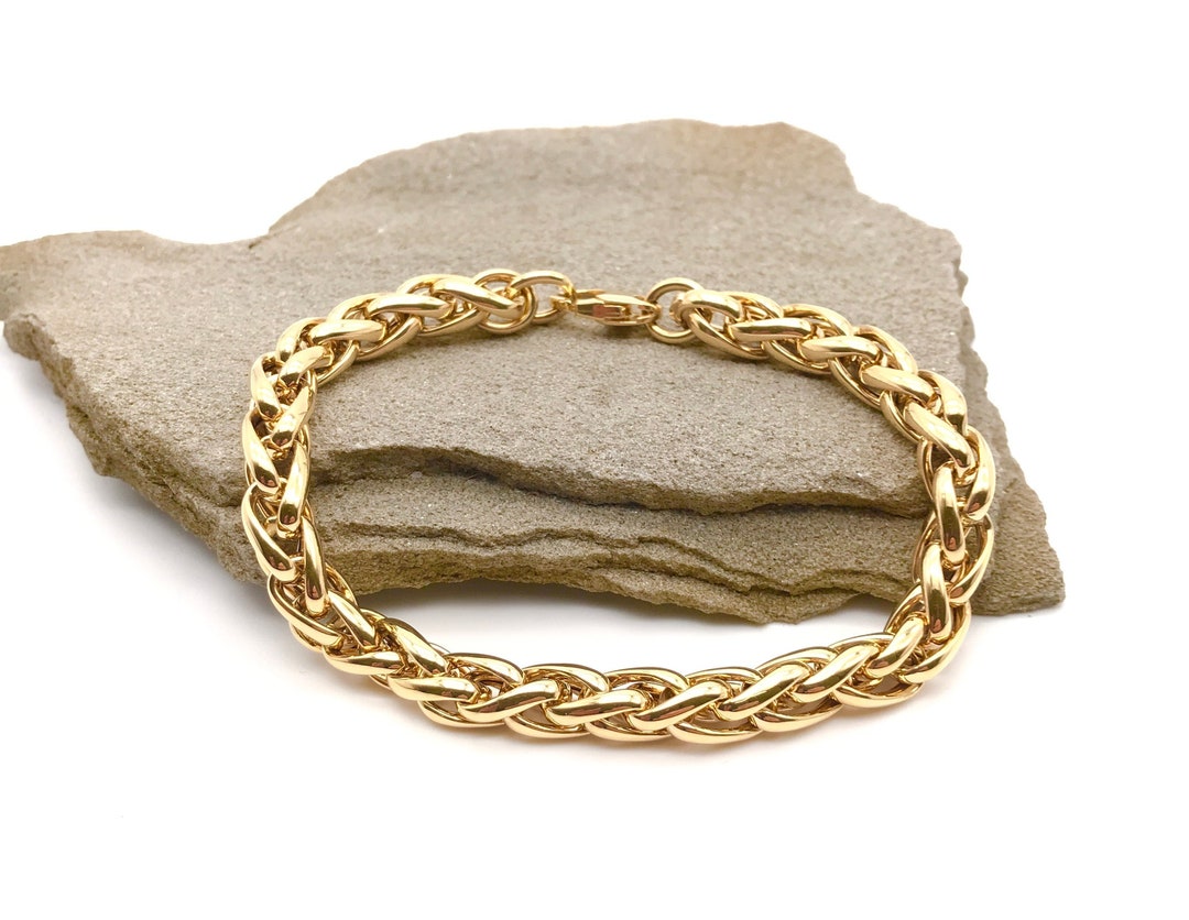 18K Yellow Gold Bracelet Polished Bracelet Dainty Gold Bracelet Italian ...