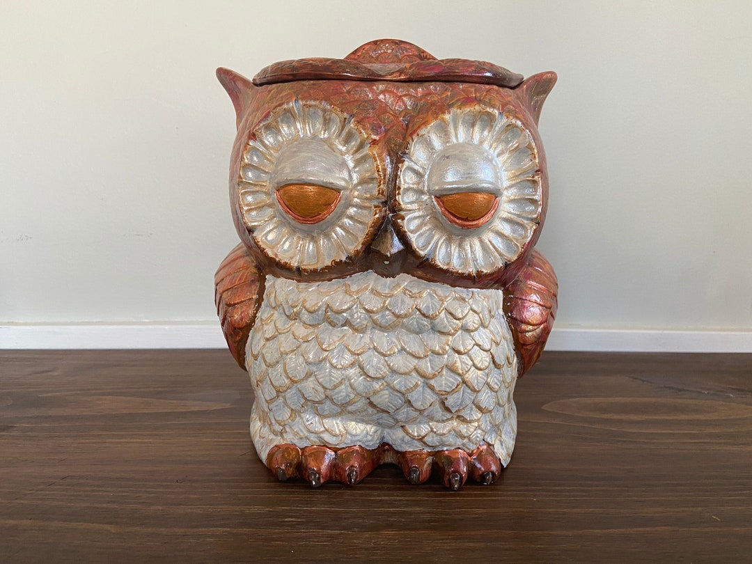 Large Vintage Double Sided Faced Owl Cookie Jar, Oversized Cookie Jar ...