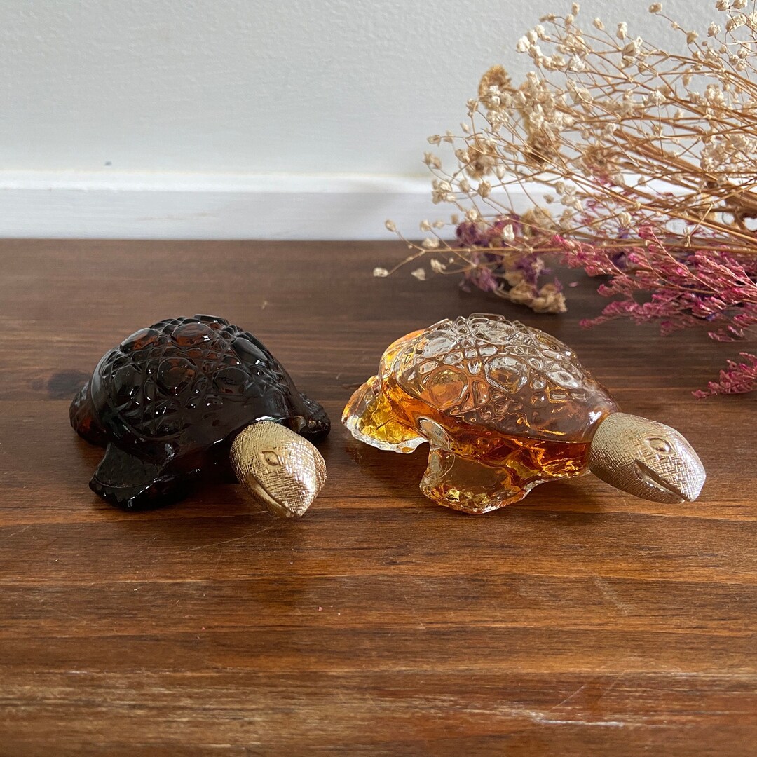 Vintage Avon Sea Treasure Turtles Clear or Brown and Gold Cologne ...