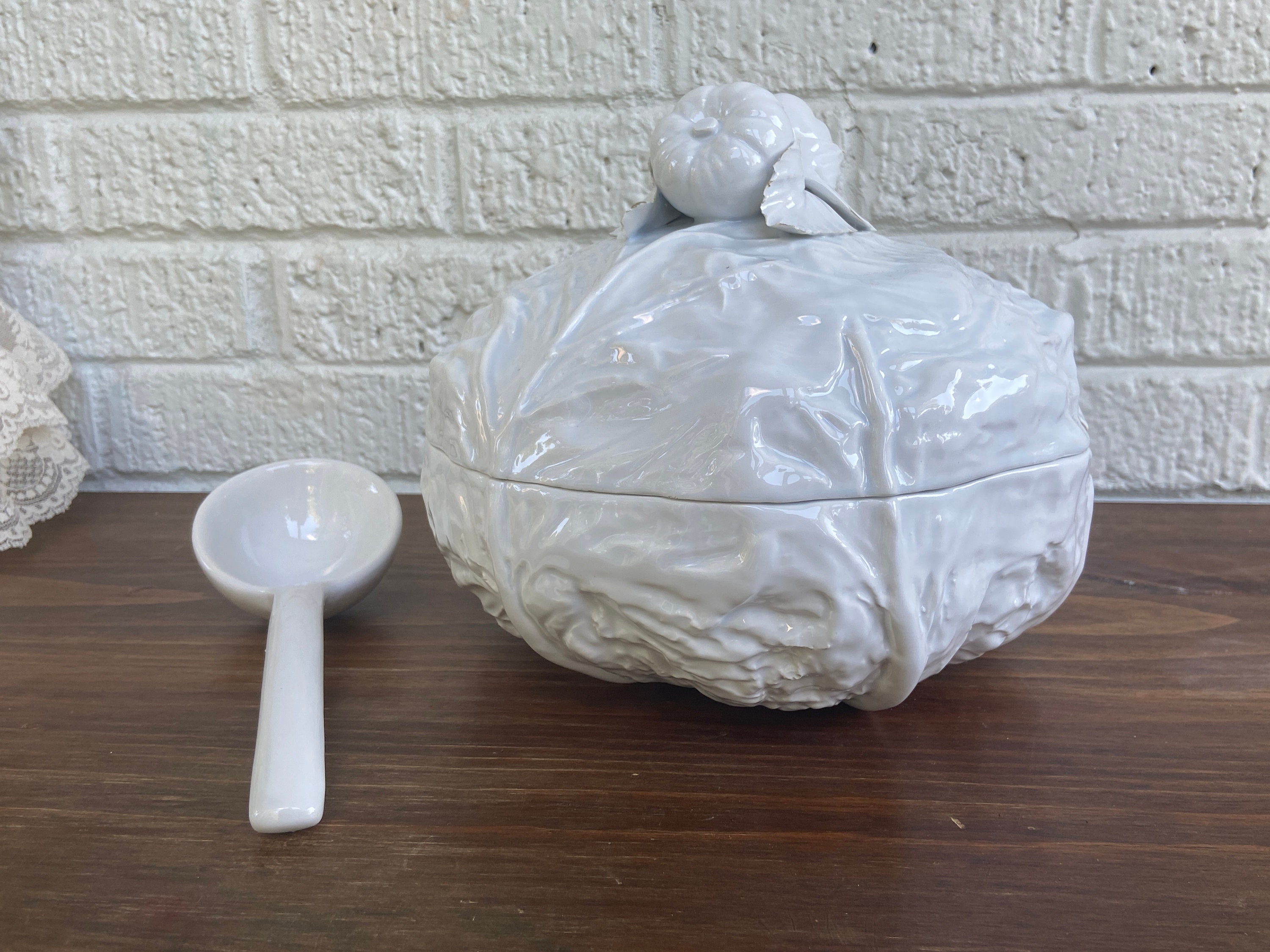 Vintage Cabbage Shaped Soup Tureen With Pumpkins for Lid Handle and ...