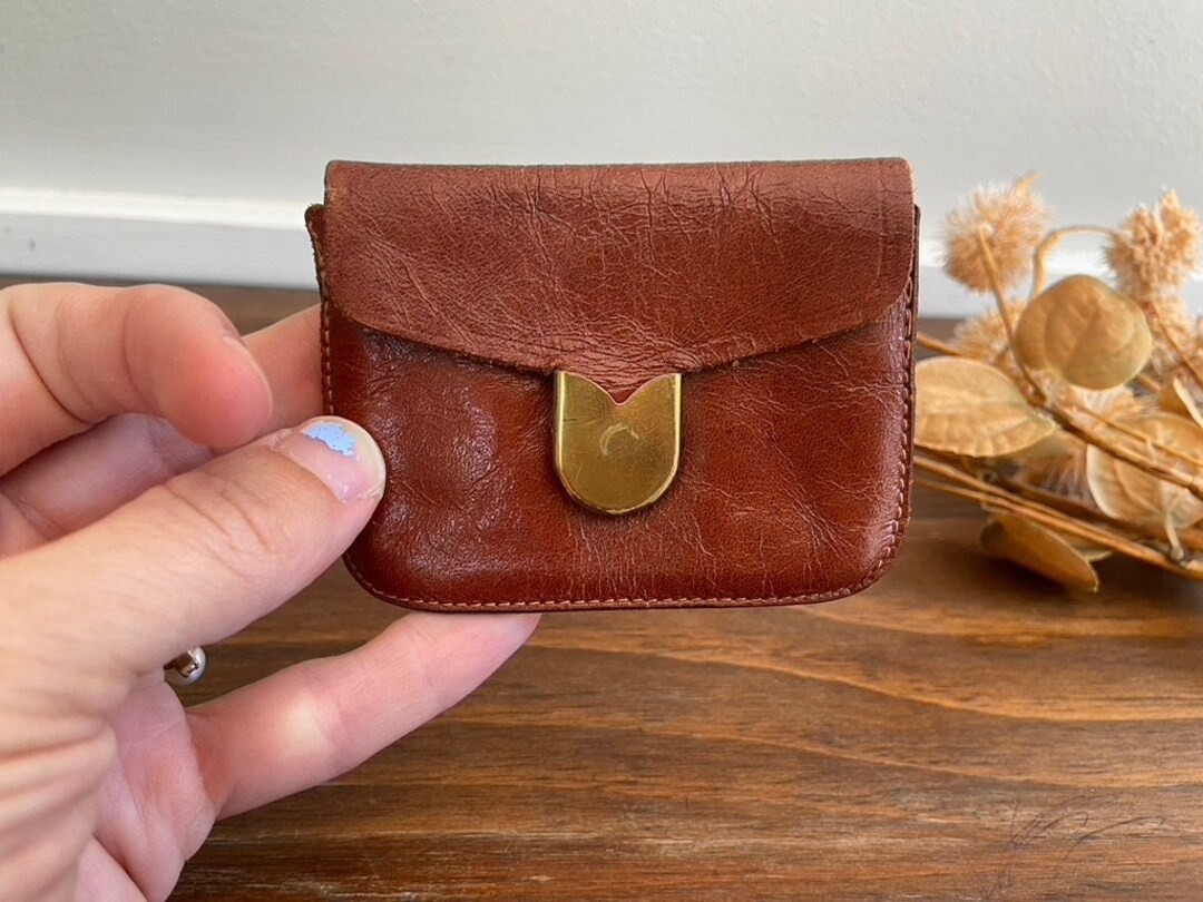 Vintage Small Top Grain Cowhide Medium Whiskey Brown Coin Purse With ...