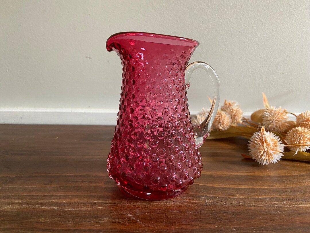 Vintage Cranberry Pink Fenton Style Mid Century Modern Glass Pitcher ...
