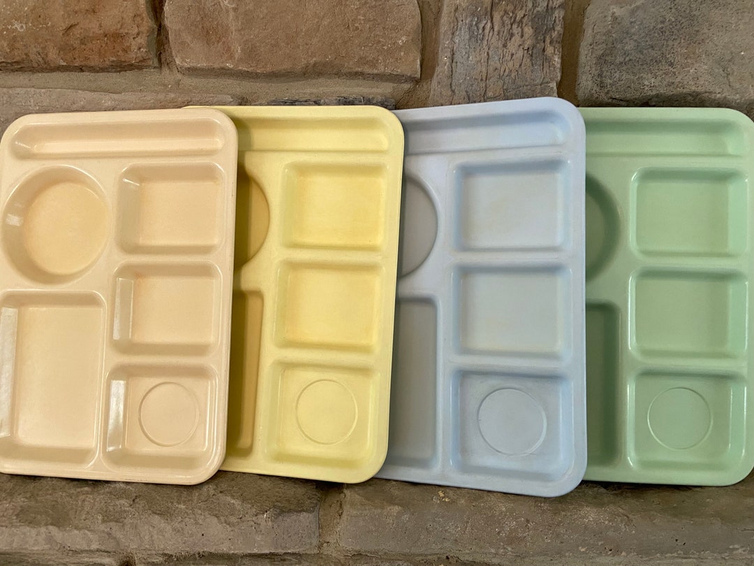 Vintage Lunch Trays, Yellow Cream Blue & Light Green, Picky Eater Plate ...