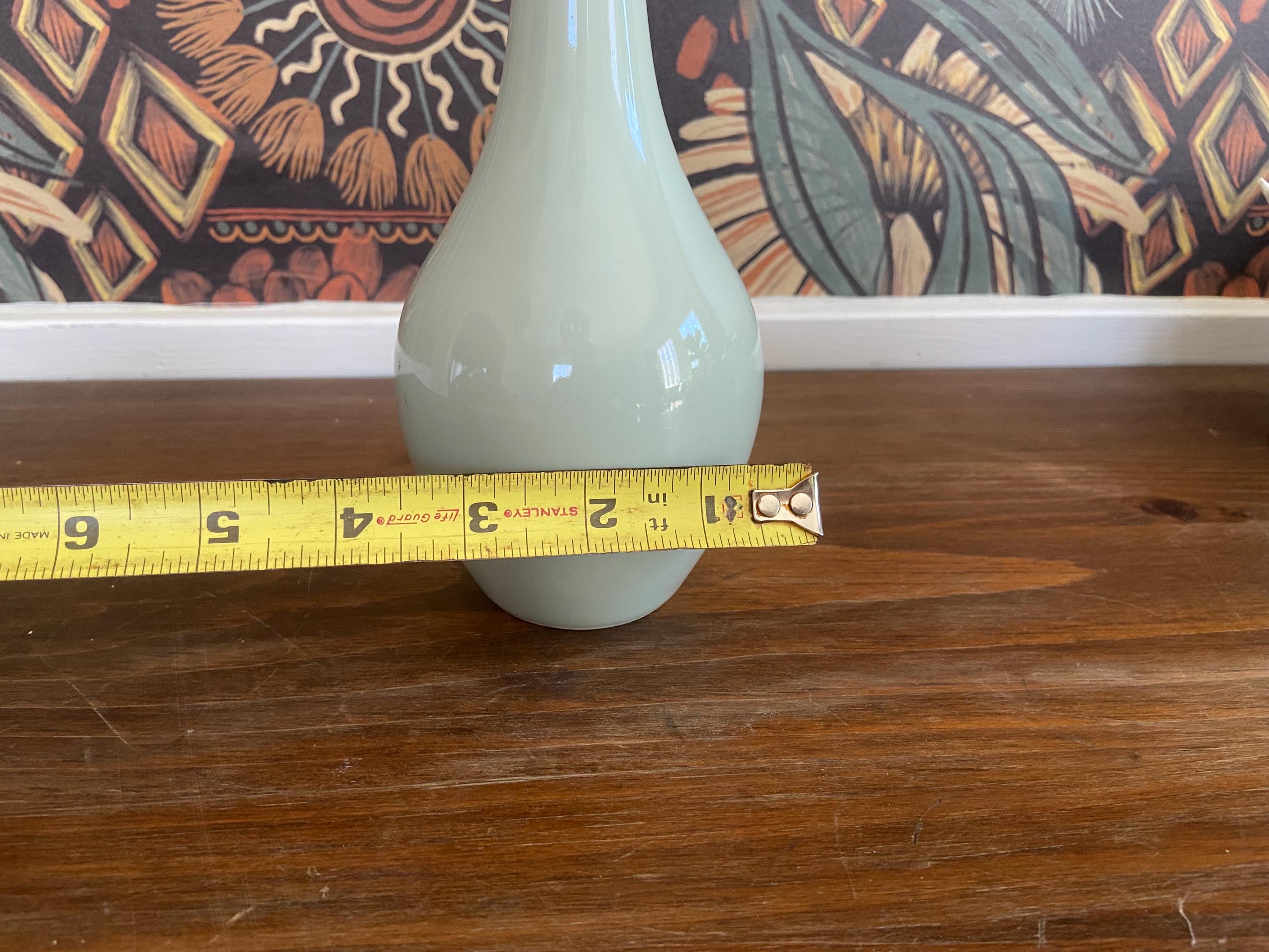 Vintage Celadon Japanese Ceramic Bud Vase, Gray Green Ceramics, Made ...