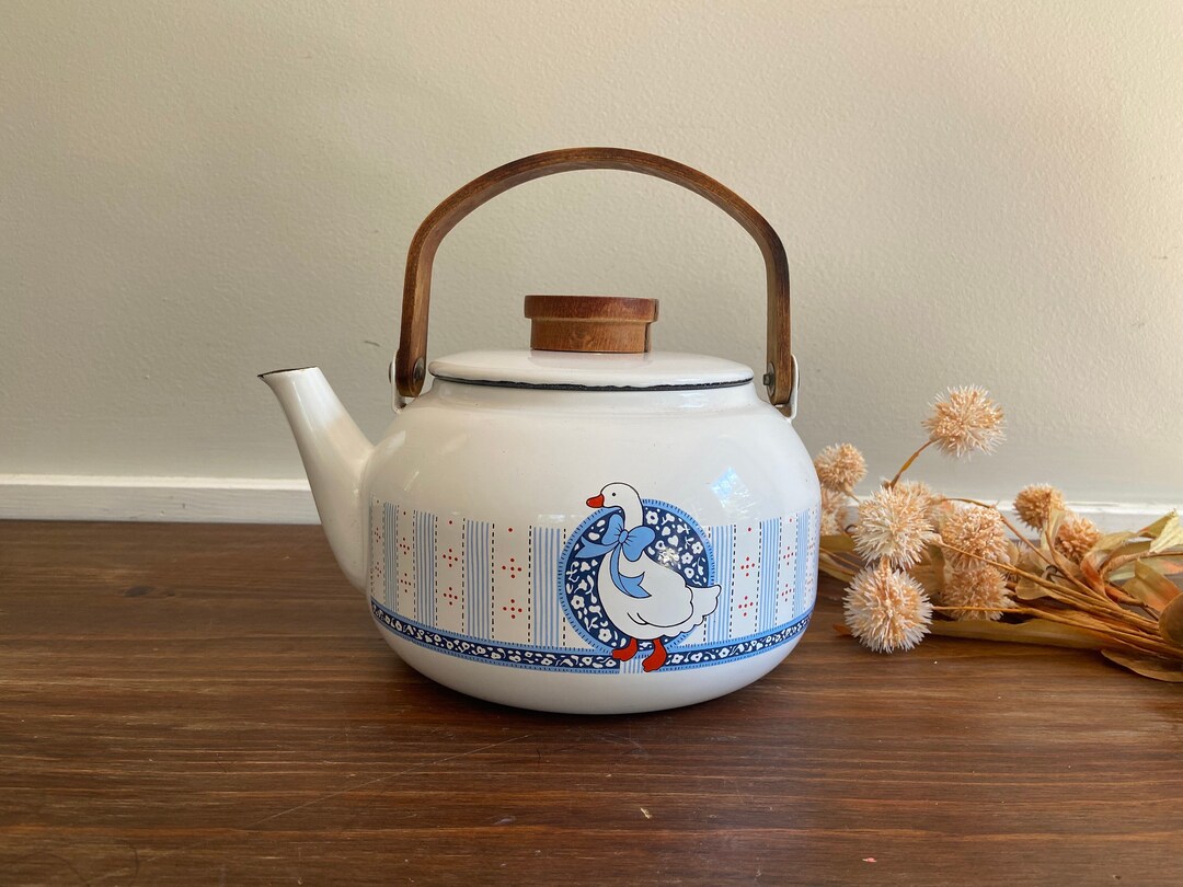 Vintage Baker Hart & Stuart Porcelain Enamel on Steel Tea Kettle Pot ...