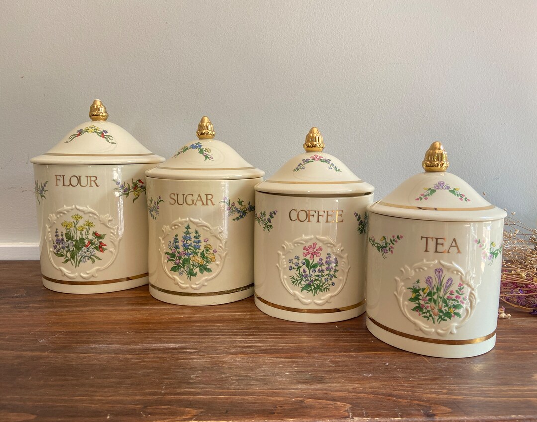 Vintage Lenox Canister Set of 4 Coffee Flour Tea Sugar - Etsy