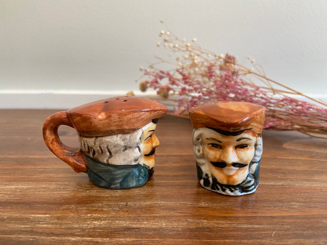 Vintage Salt and Pepper Shakers, Men's Smiling Face Collectible Shakers ...