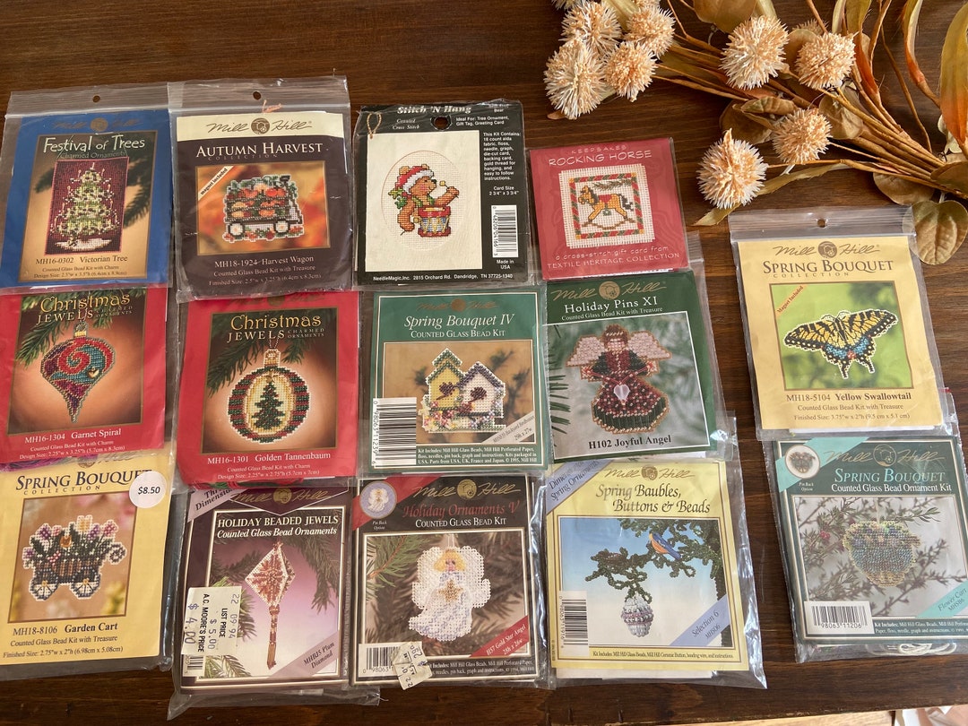 Vintage Mill Hill and Other Brand Glass Bead Embroidery and Needlepoint ...