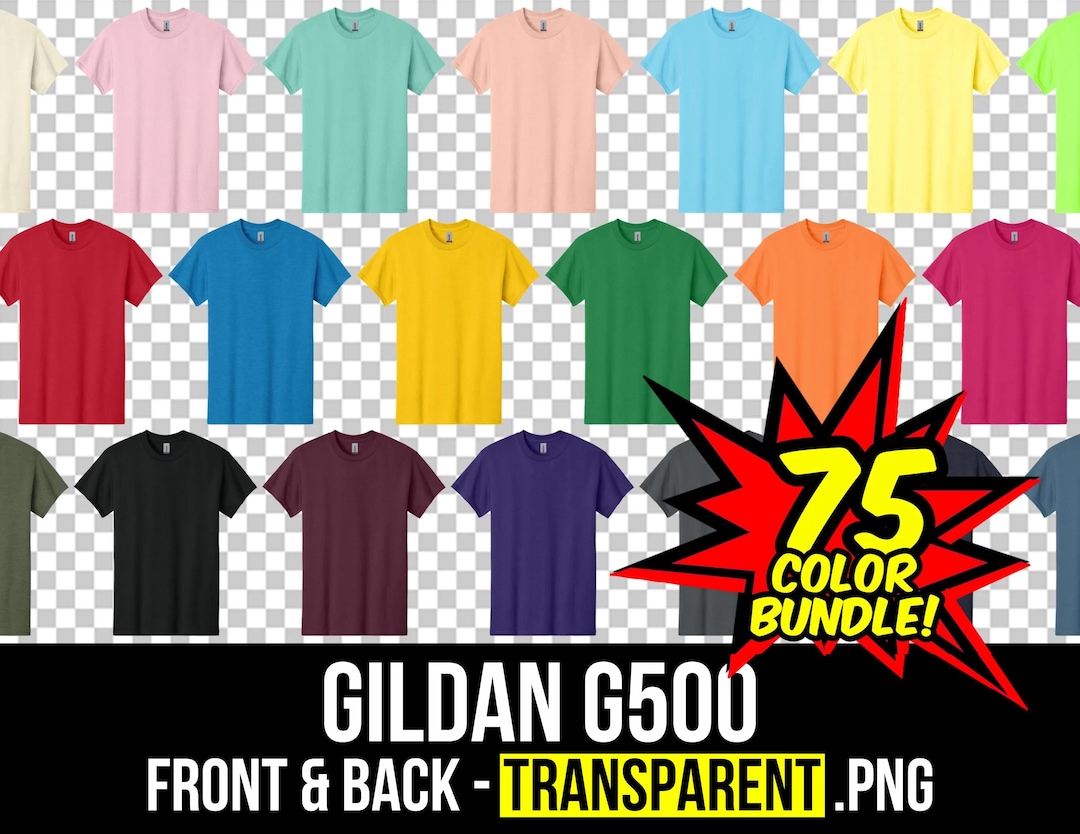 Gildan G500 Front and Back Mockup Bundle, T Shirt Mockup PNG, 5000 ...