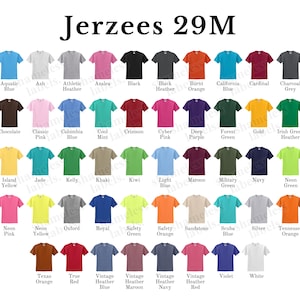 Editable Jerzees 29M Color Chart & Size Chart, Canva Template, 29M ...