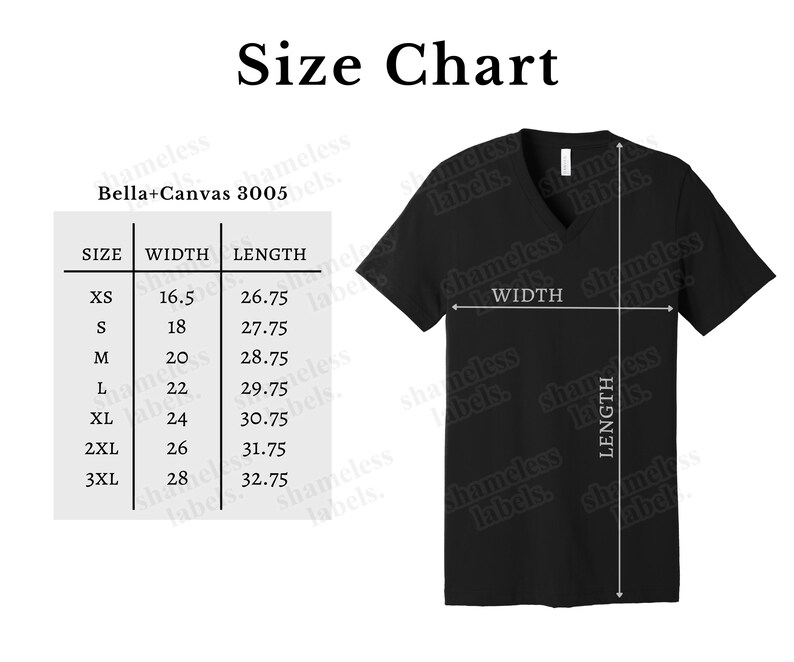 Editable Bella Canvas 3005 Color Chart & Size Chart, Includes CVC ...