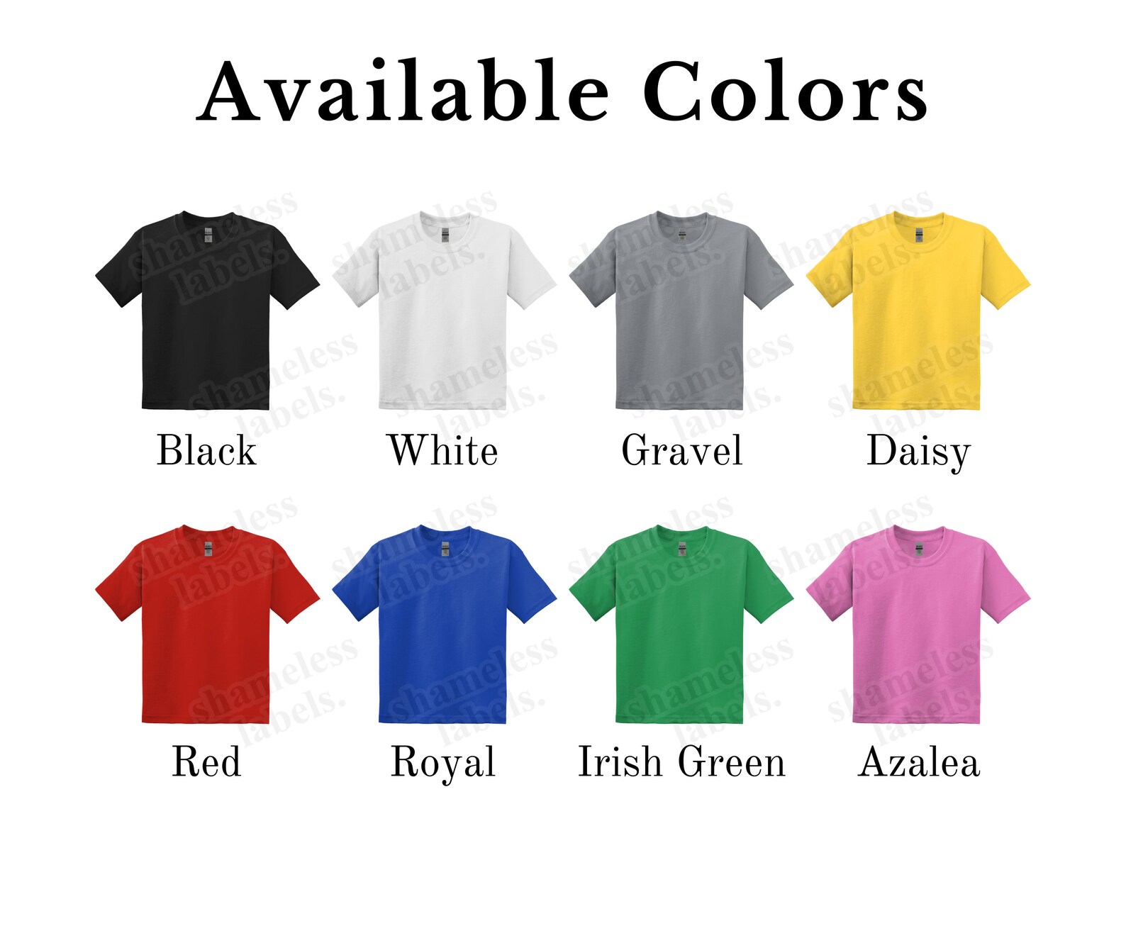 Editable Gildan 8000B Color Chart & Size Chart, Canva Template, G800B ...