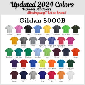 Gildan 8000B Color Chart & Size Chart, Editable Canva Template, G800B ...