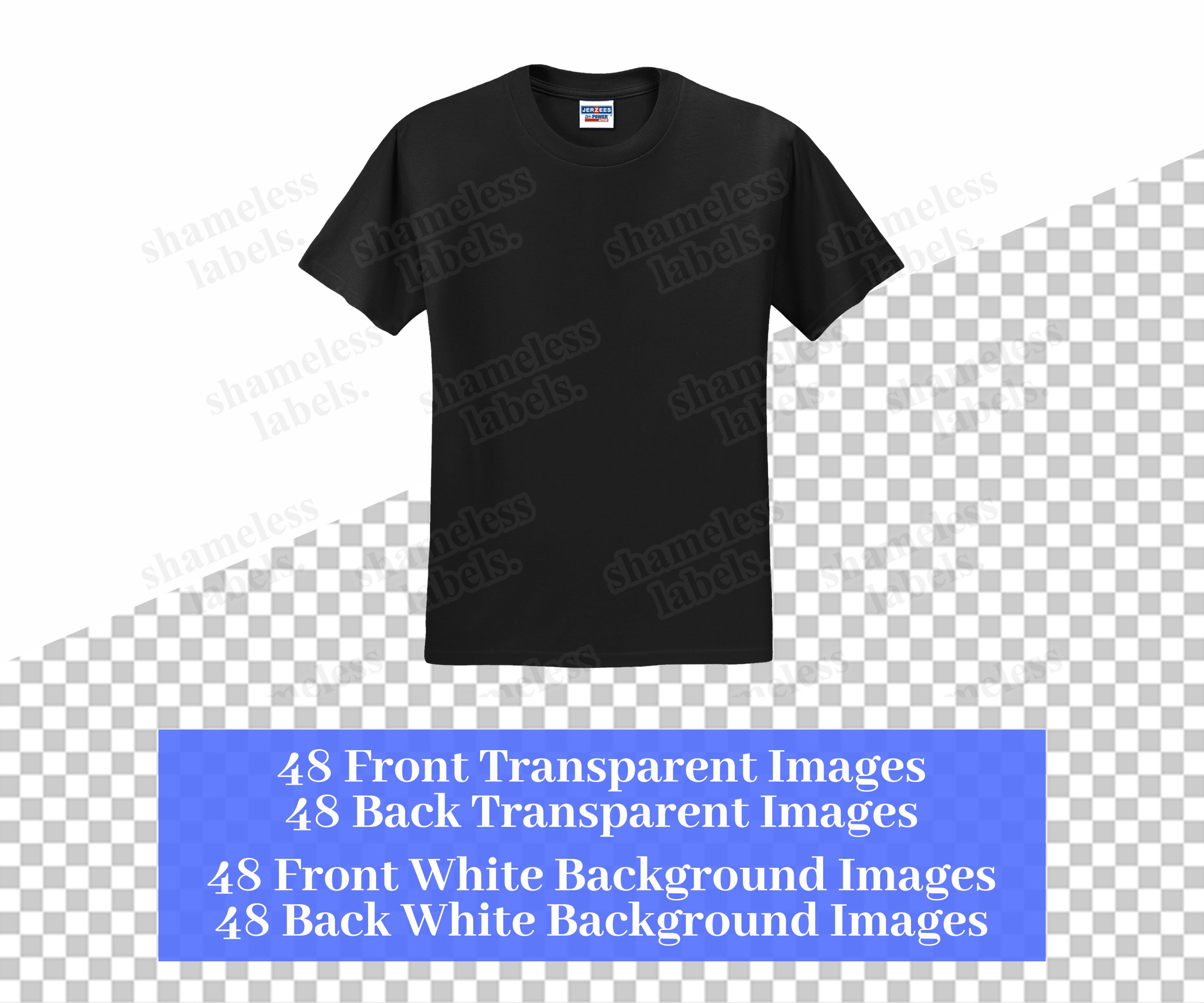 Jerzees 29M Front and Back Flat Lay Mockup Bundle, Transparent + White ...