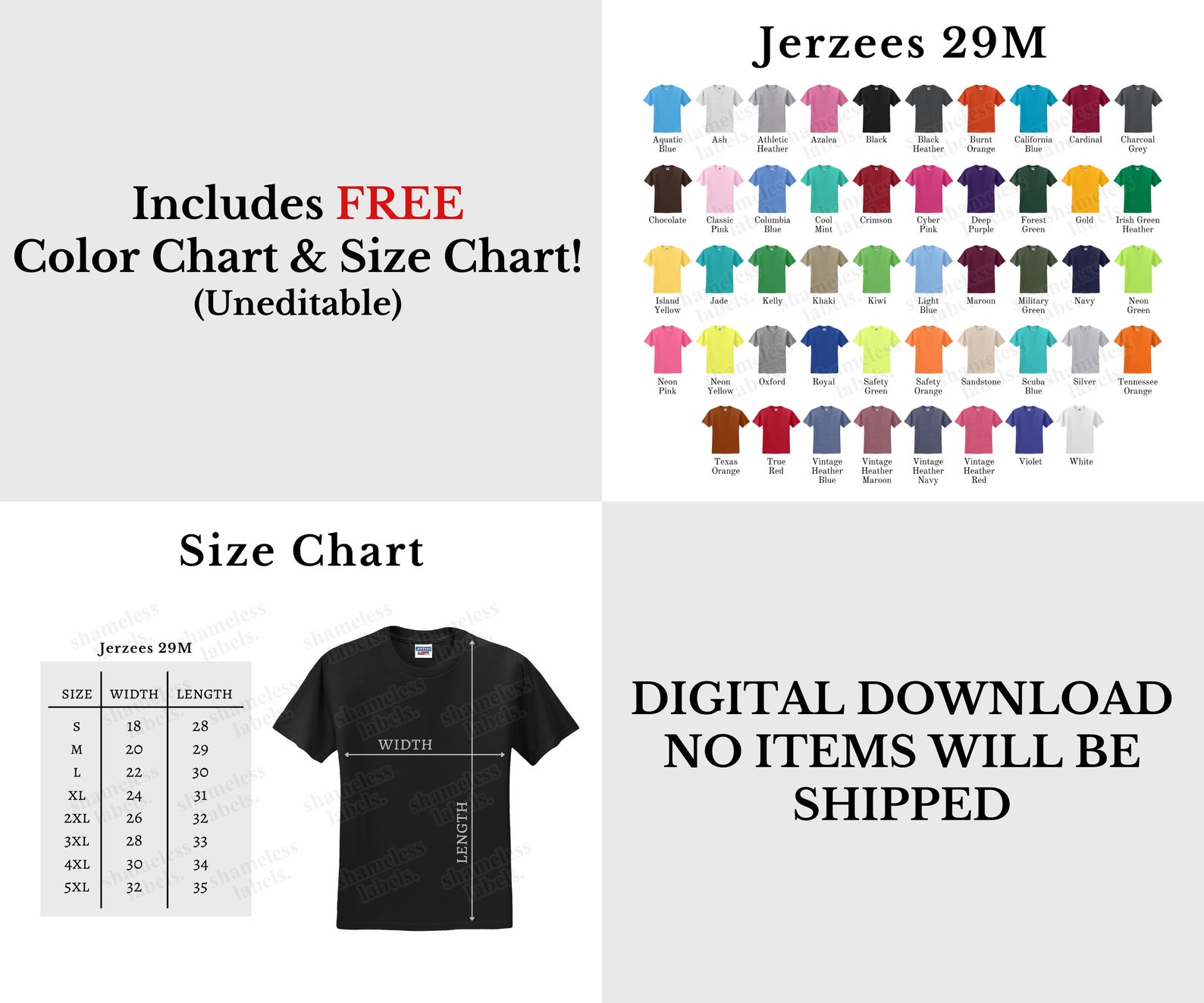 Jerzees 29M Front and Back Flat Lay Mockup Bundle, Transparent + White ...