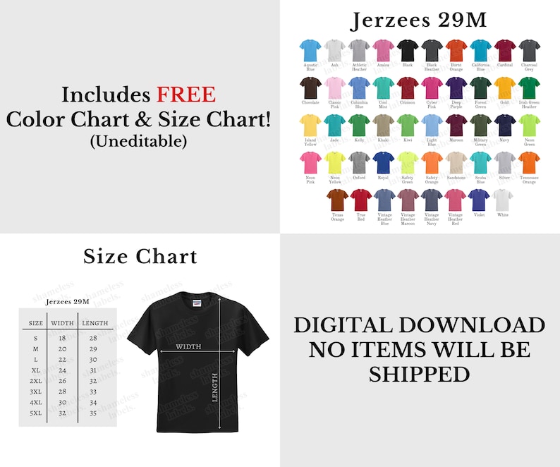 Jerzees 29M Front and Back Flat Lay Mockup Bundle, Transparent + White ...
