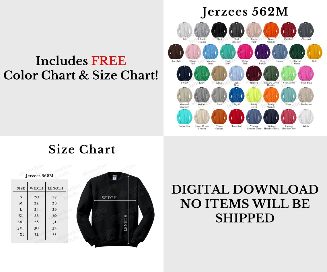 Jerzees 562M PNG Mockup Bundle, Transparent + White Backgrounds, All 41 ...